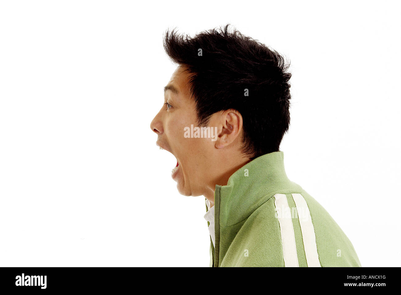 Young Man Profile Screaming Stock Photo - Alamy