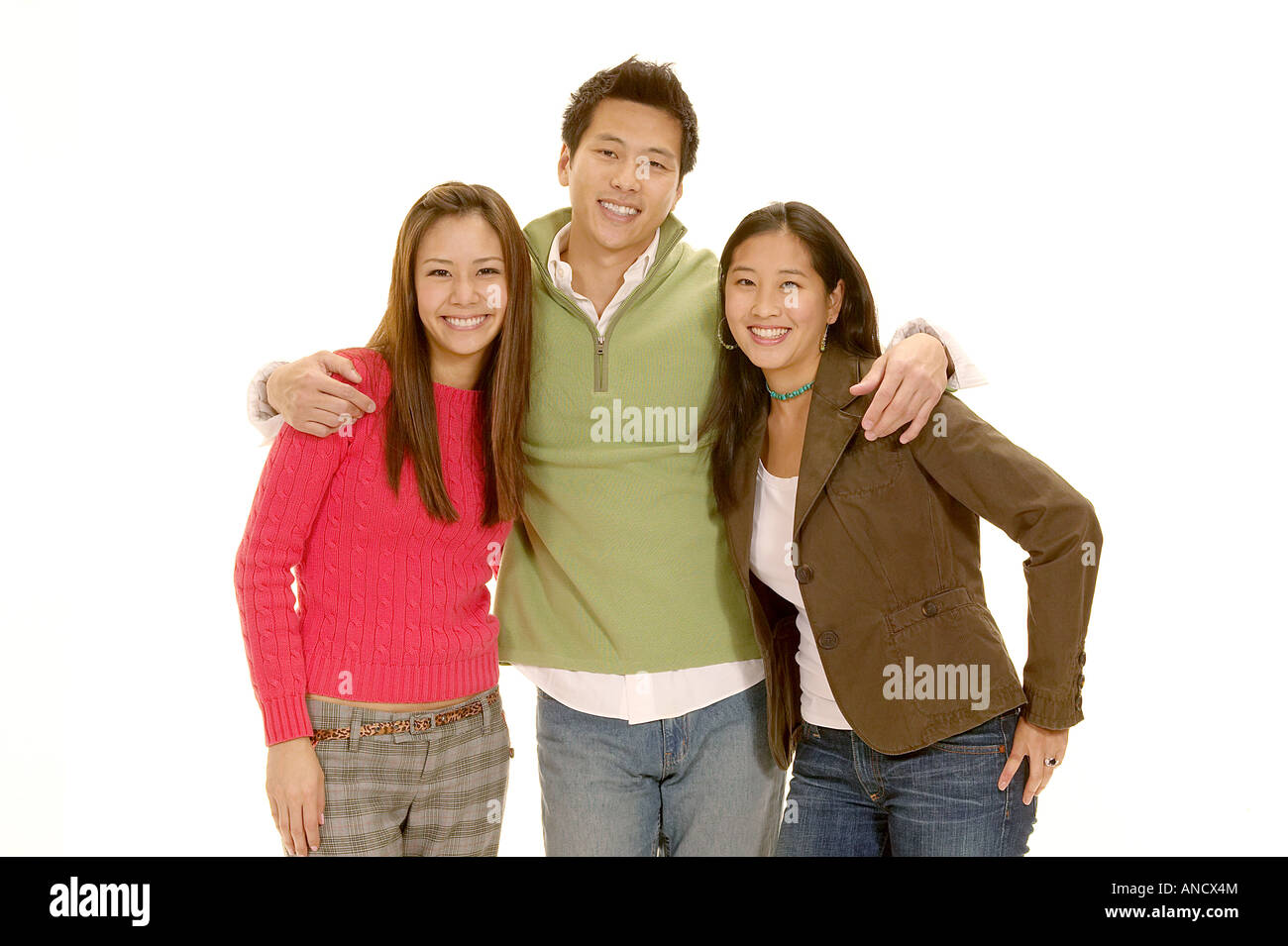 Two Women and One Man Portrait Stock Photo - Alamy