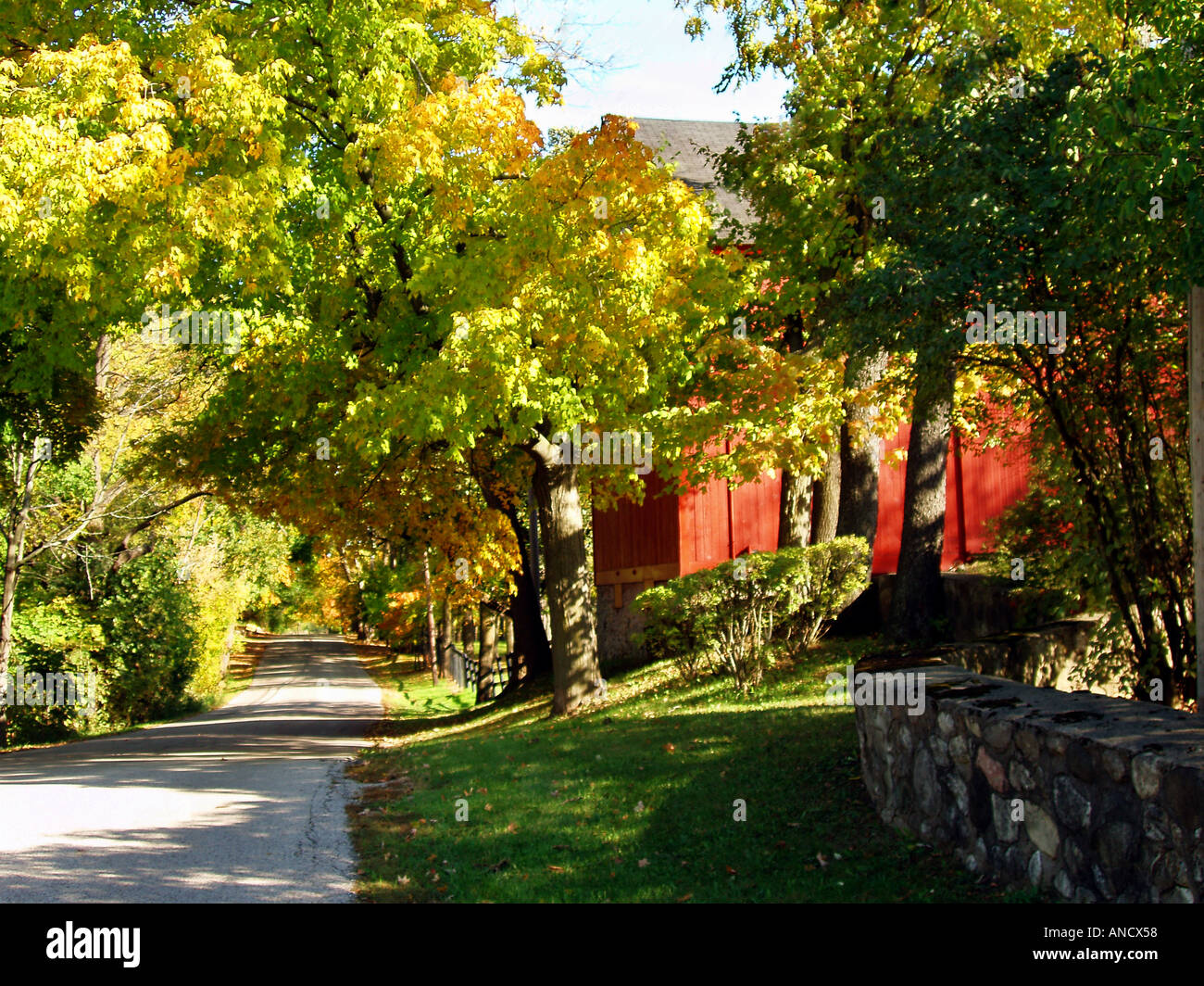 Fall Farm Road Stock Photo - Alamy