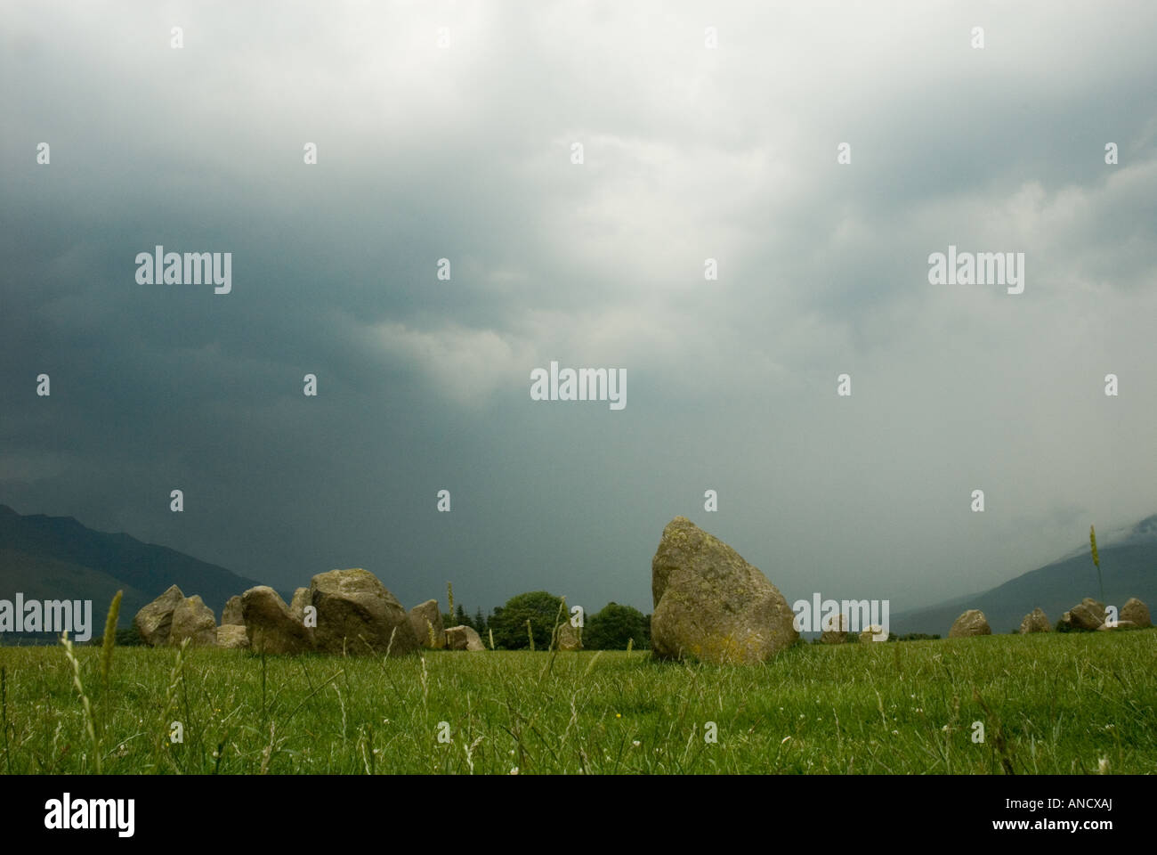 Stormy sky over Castlerigg stone circle, Lake District Stock Photo - Alamy