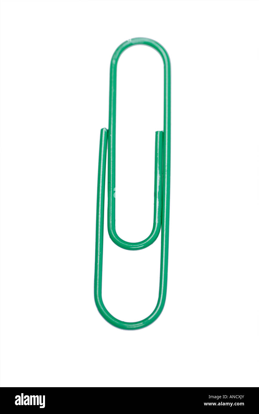 One green paperclip Stock Photo - Alamy