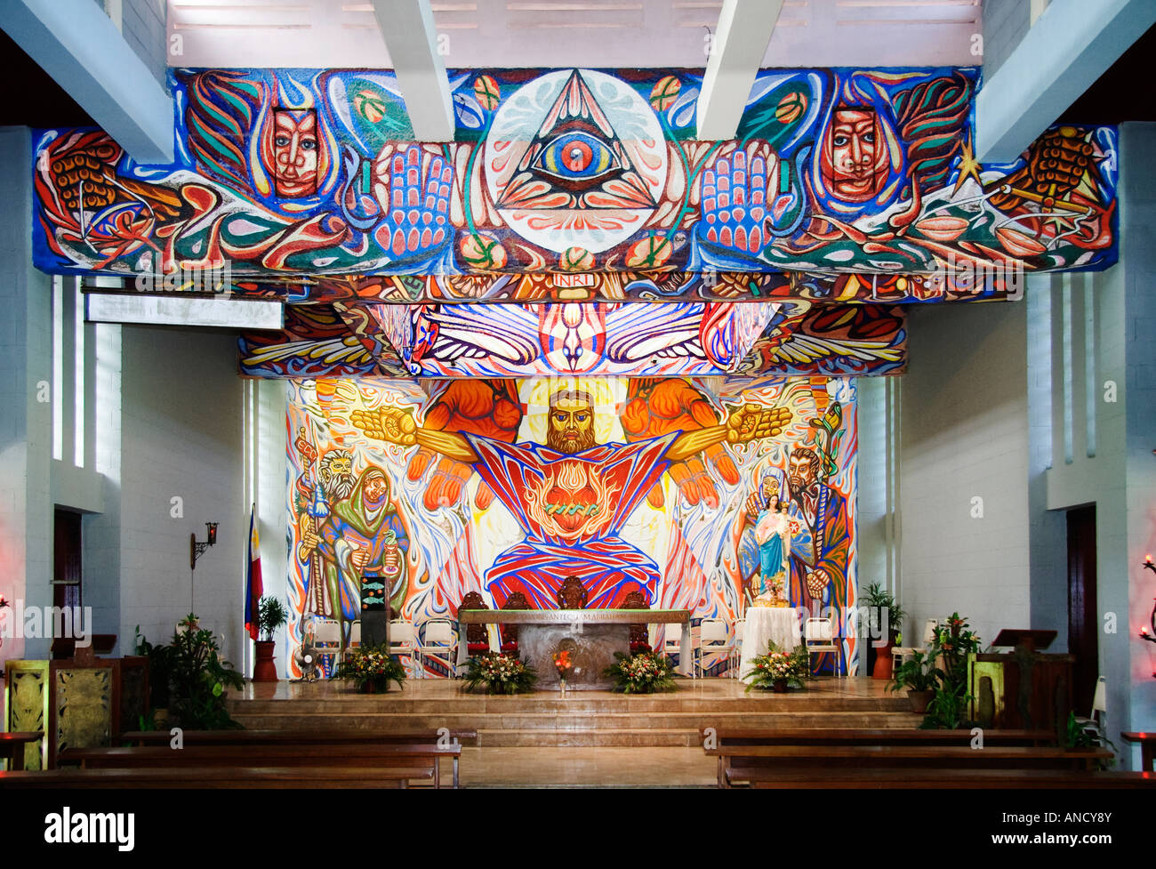 The Church of the Angry Christ in Victorias, Negros Occidental Stock ...