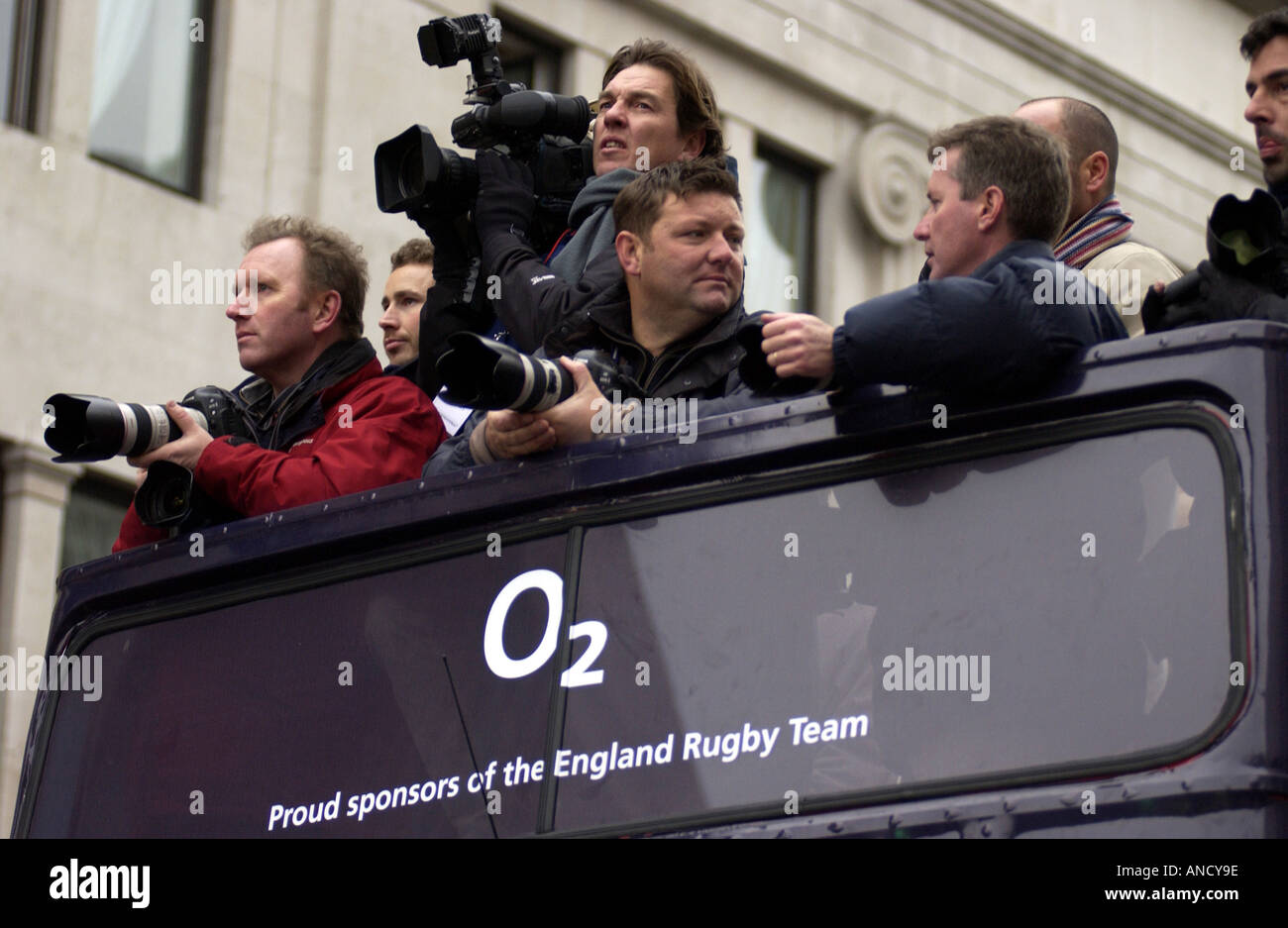 Press bus Rugby Parade 2003 London Stock Photo - Alamy