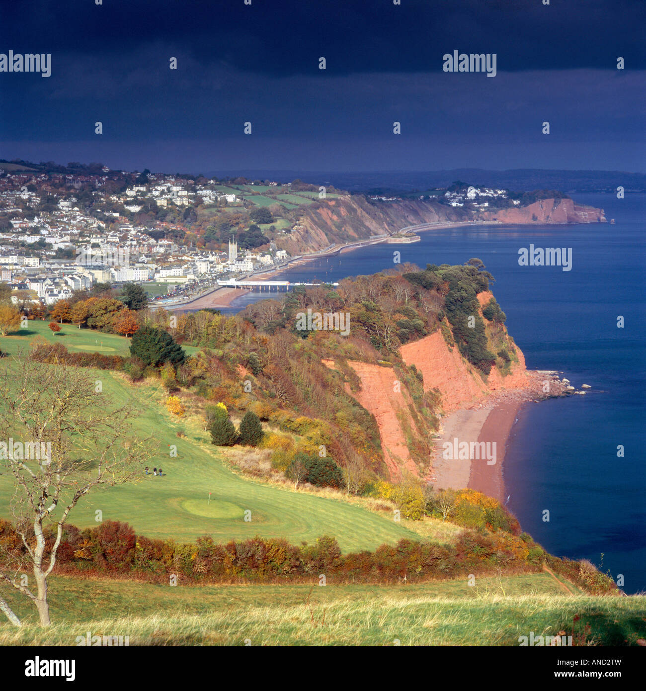The Ness point with the seaside town of Teignmouth beyond seen from ...