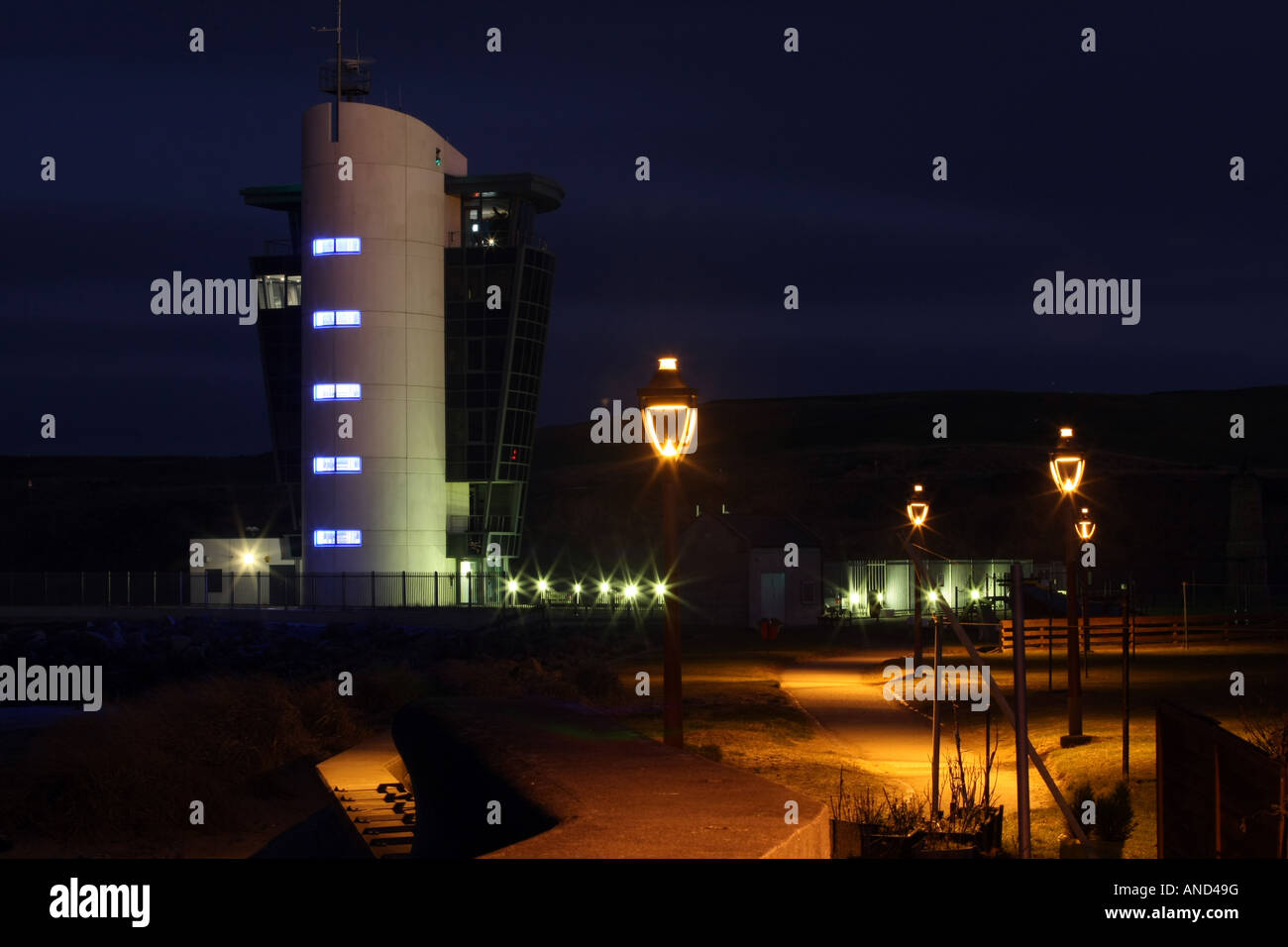 The harbour control tower at Aberdeen, Scotland, UK, seen from the ...