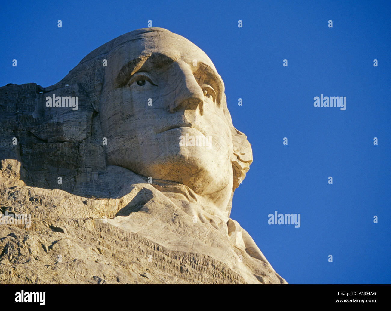 A view of the giant stone face of President George Washington at Mount ...
