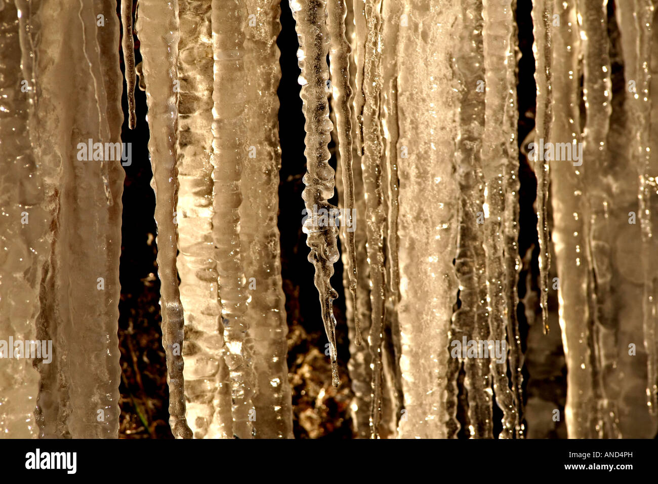 Ice formed by the freezing of dripping water hi-res stock photography ...