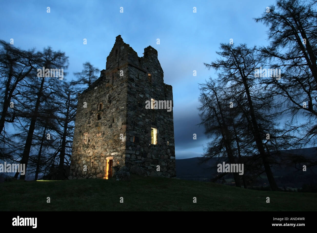 Ruin of 16th Century Knock Castle near the Royal Birkhall House ...