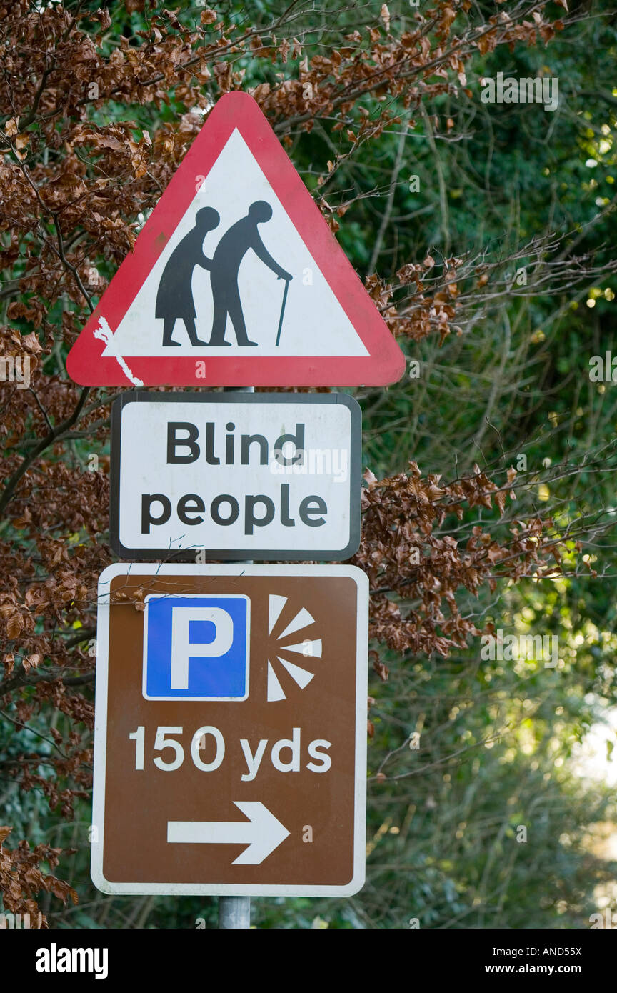 Road sign warning blind people hi-res stock photography and images - Alamy