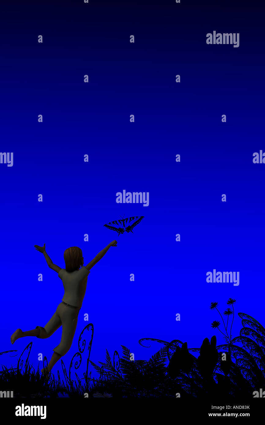 Girl running butterfly hi-res stock photography and images - Alamy