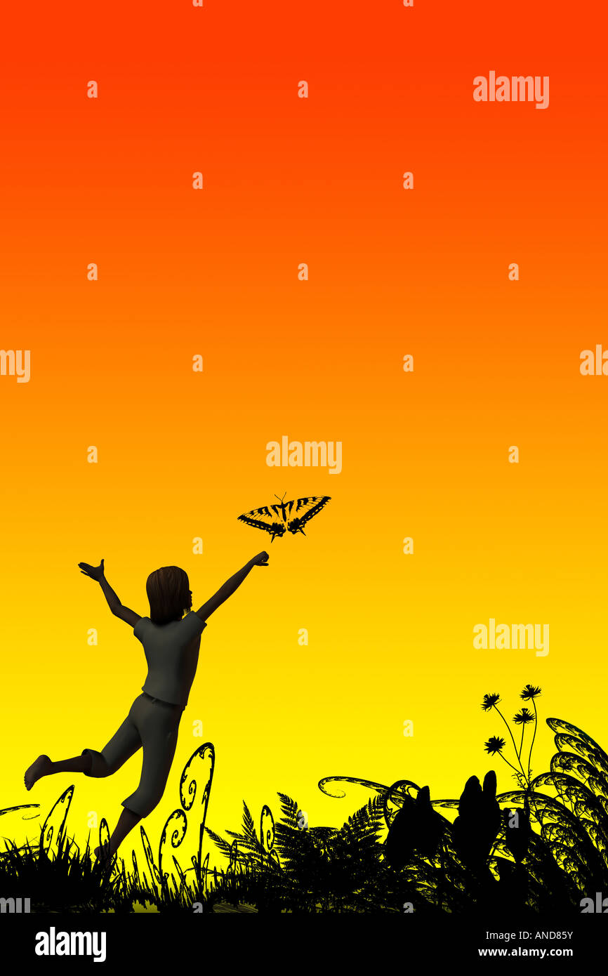 Child playing with butterfly hi-res stock photography and images - Alamy