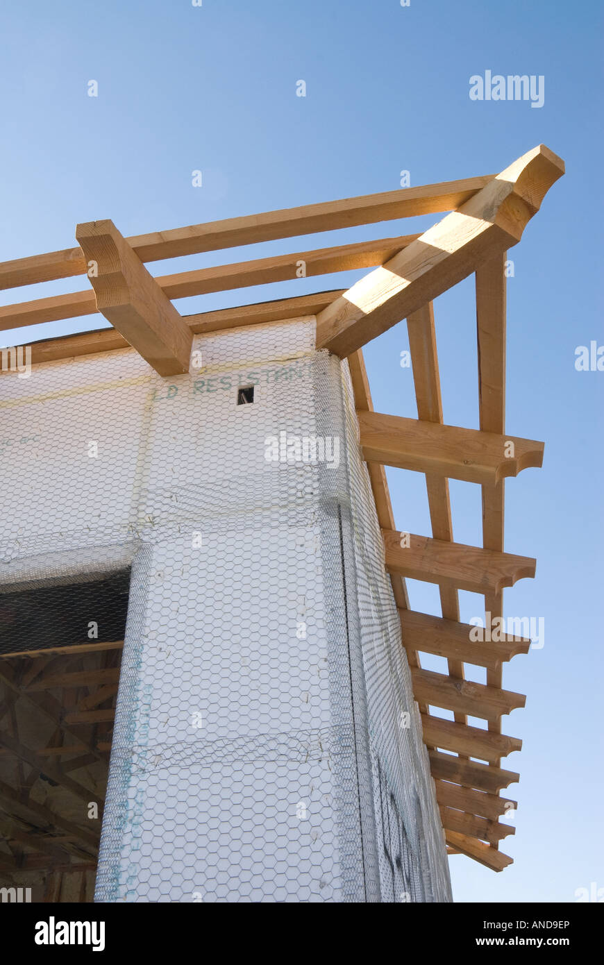 Image shows a home under construction at the roofing phase Stock Photo ...