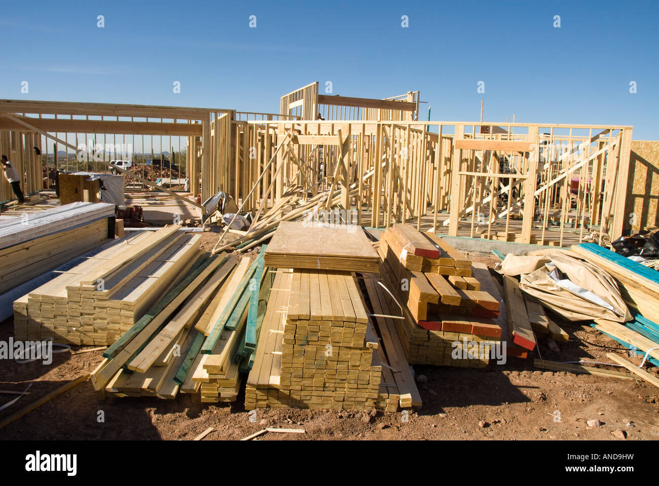 Image shows a home under construction at the framing phase Stock Photo ...