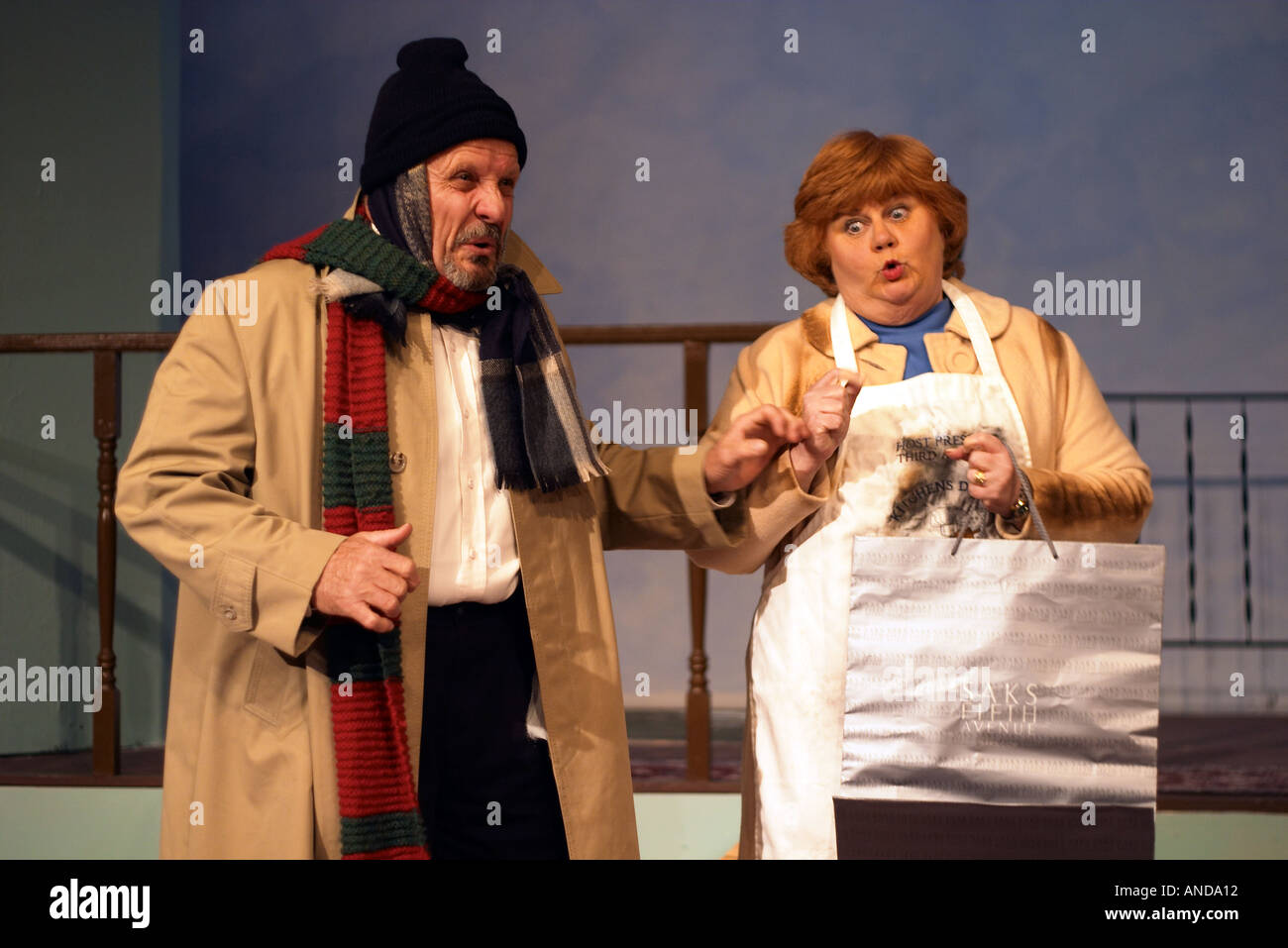 Actors rehearse a scene from Gods Favorite a play by Neil Simon Stock ...