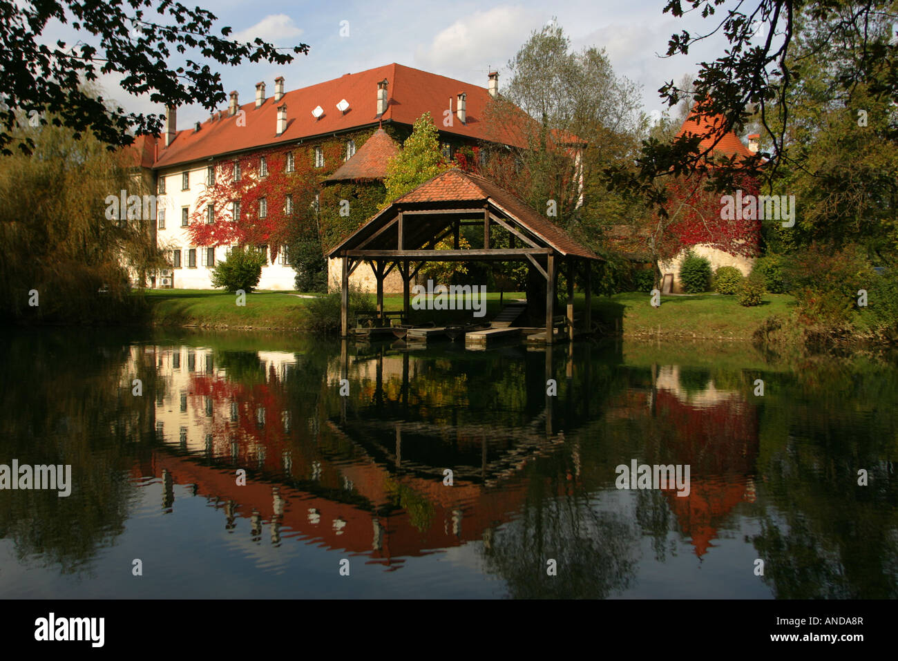 Otocec castle by river Krka Stock Photo - Alamy