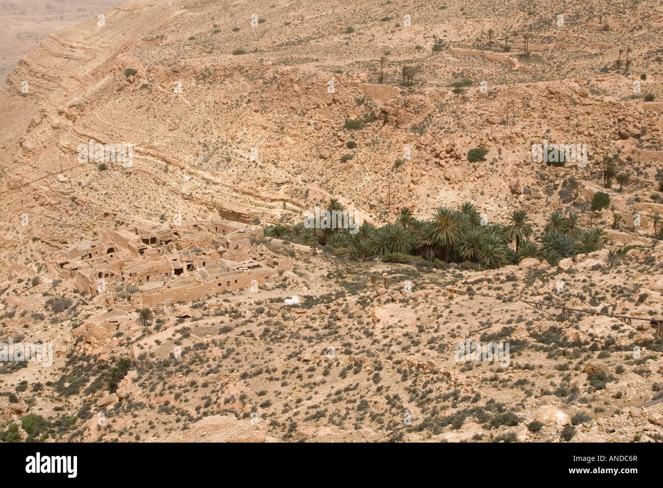 Jebel Nefusa, near Jadu, Libya. Abandoned Berber village, Date Palm ...