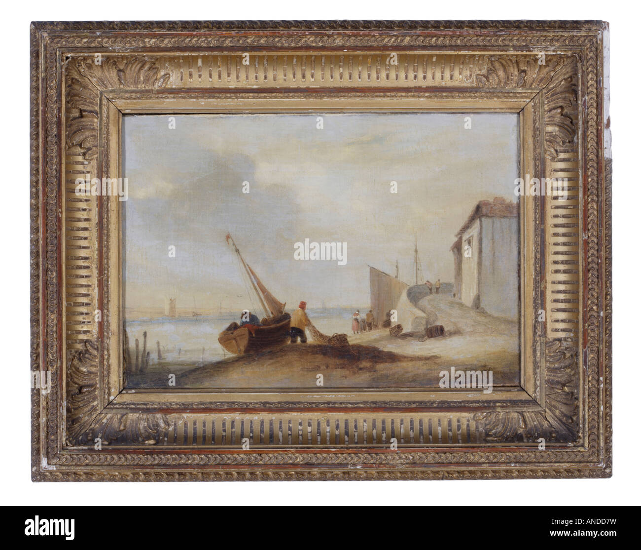 Alfred George Stannard oil painting fishermen and boats Stock Photo - Alamy