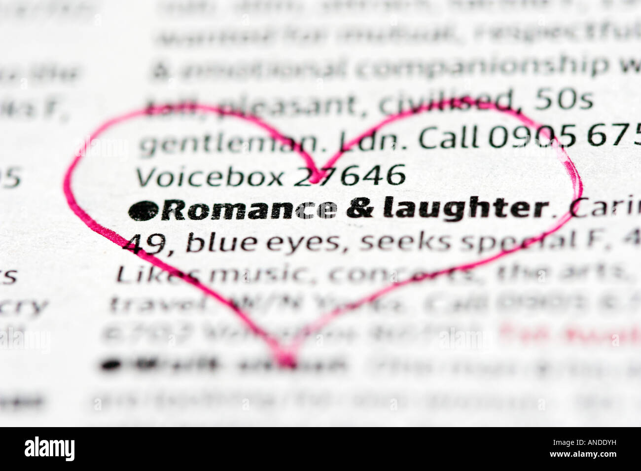 Lonely hearts column Stock Photo - Alamy