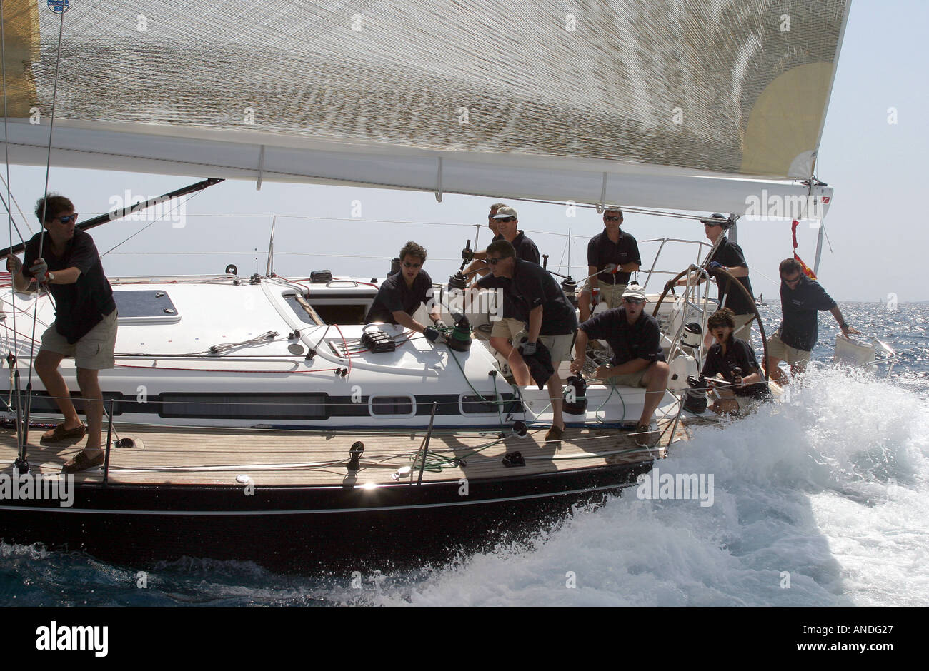 Crew members sailing yacht hi-res stock photography and images - Alamy