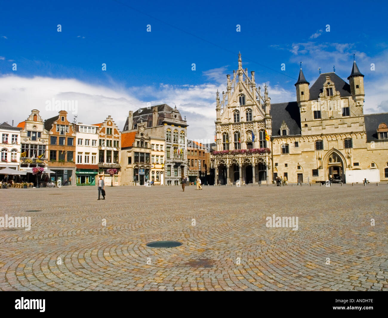 Belgium Mechelen Town Hall in Grand Market at day or night Stock Photo ...