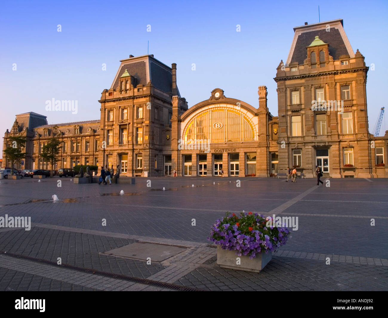 Belgium Ostend Oostende Ostend train station along canal and yacht ...