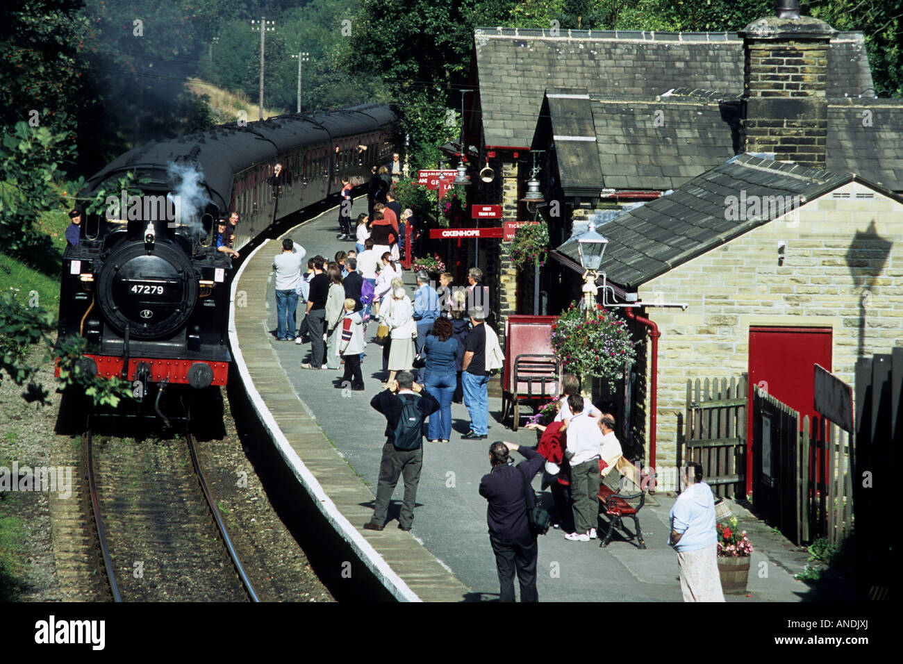 Steam train at Haworth Station, North Yorks, UK Stock Photo - Alamy