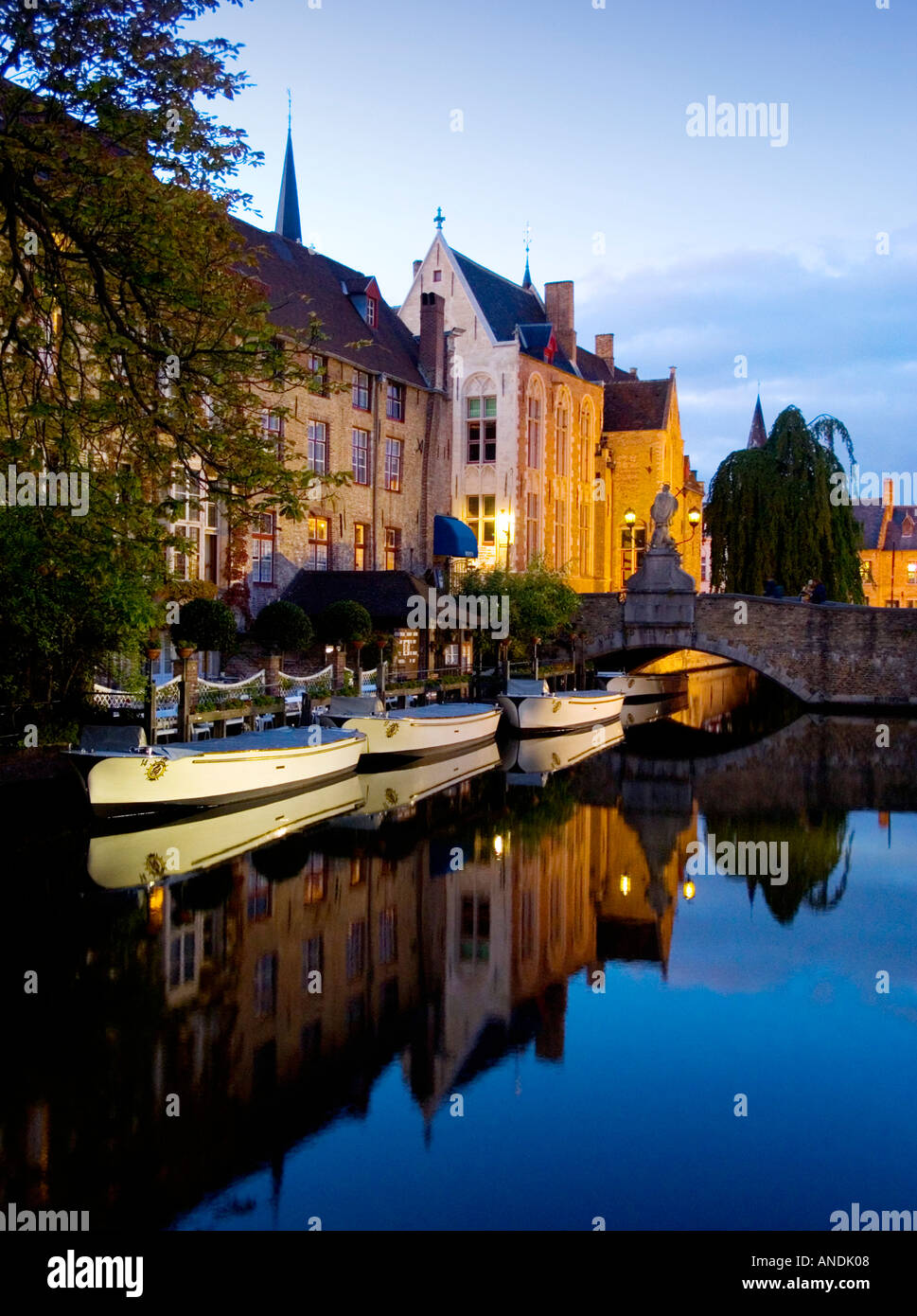 Belgium Flanders Brugge Bruges Bruges medieval architecture and canal ...