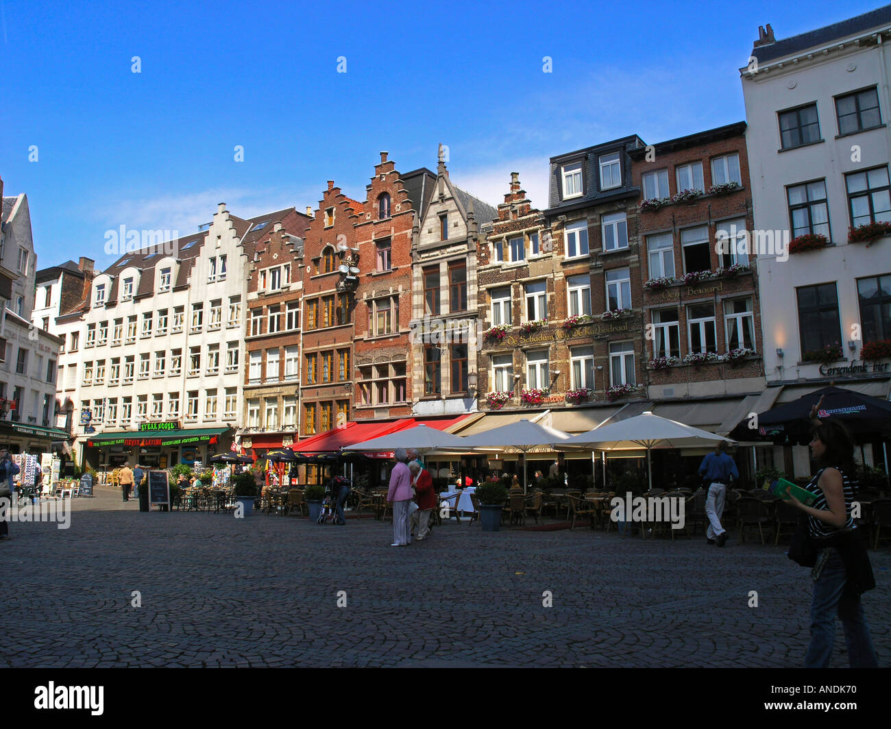 Tourist at restaurant Antwerp Antwerpen flander flemish Belgium old ...