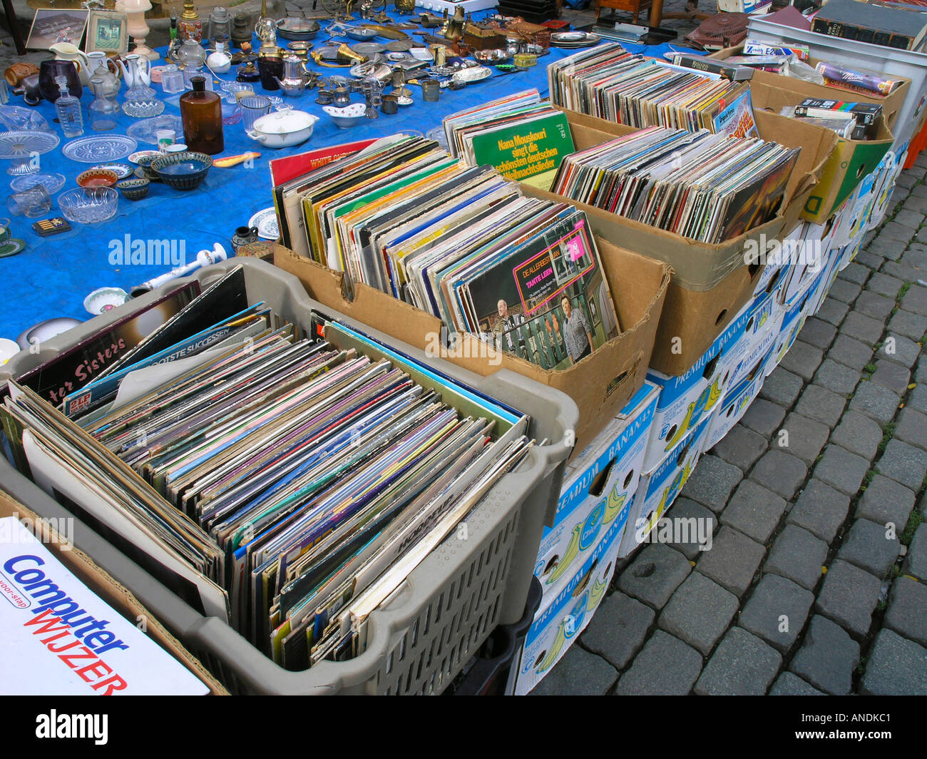 Belgium Brussels Flea market Marollen weekend market selling second ...
