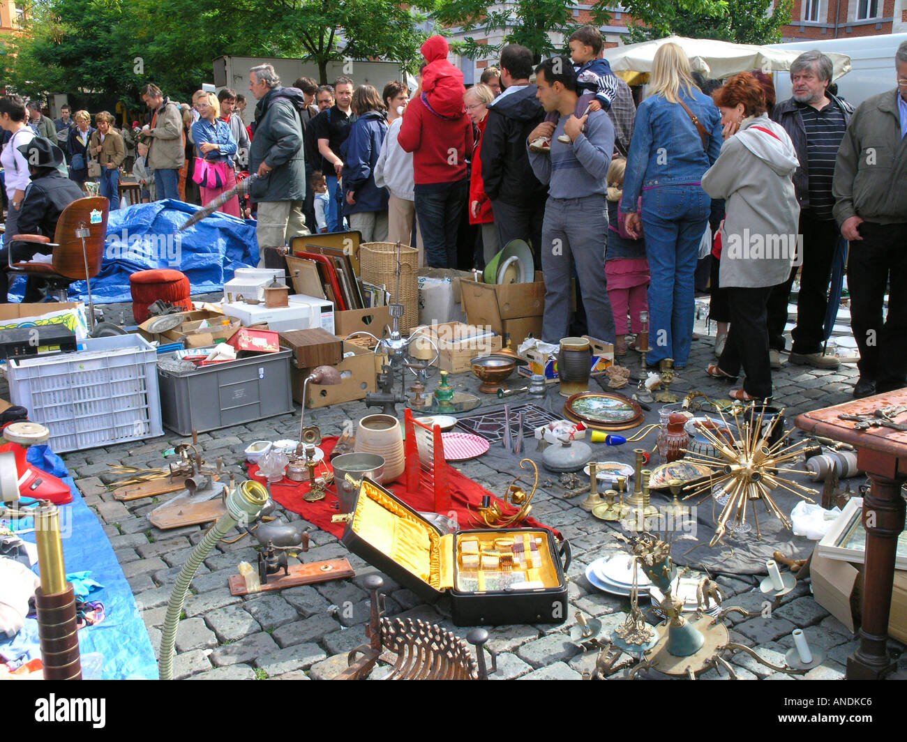 Belgium Brussels Flea market Marollen weekend market selling second ...