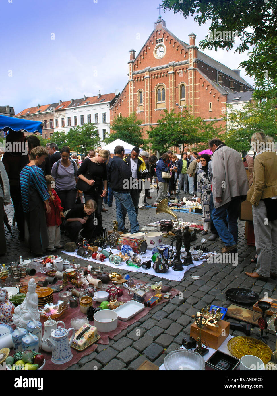 Belgium Brussels Flea market Marollen weekend market selling second ...