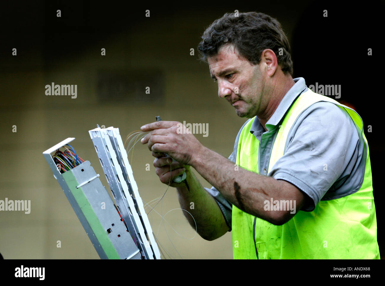 Optic fibre cable internet connection hub on City street Stock Photo ...