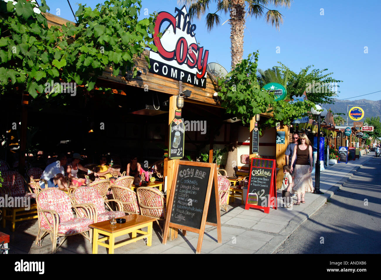 greece dodecanese kos the main street of tingaki Stock Photo - Alamy