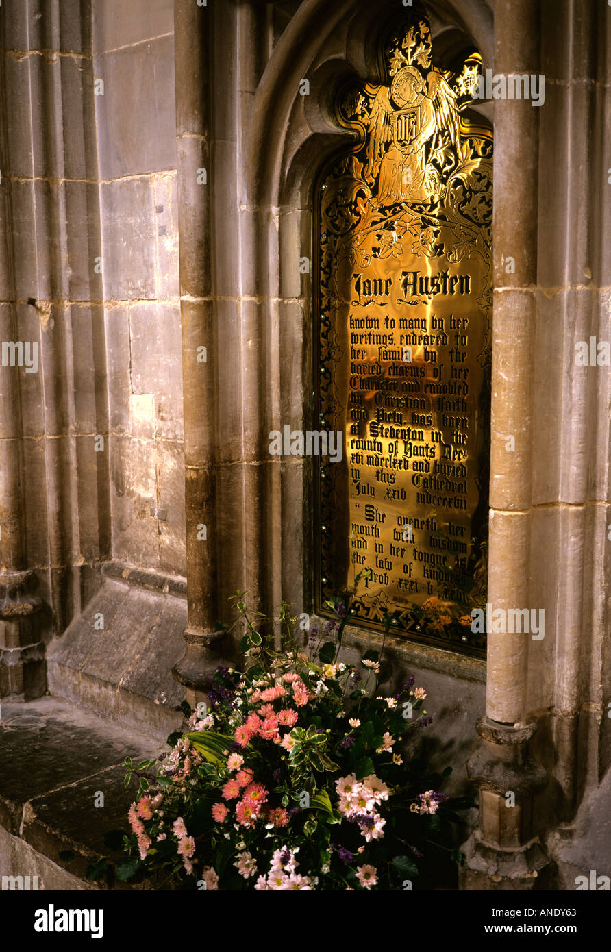 Hampshire Winchester Cathedral Jane Austens memorial Stock Photo - Alamy