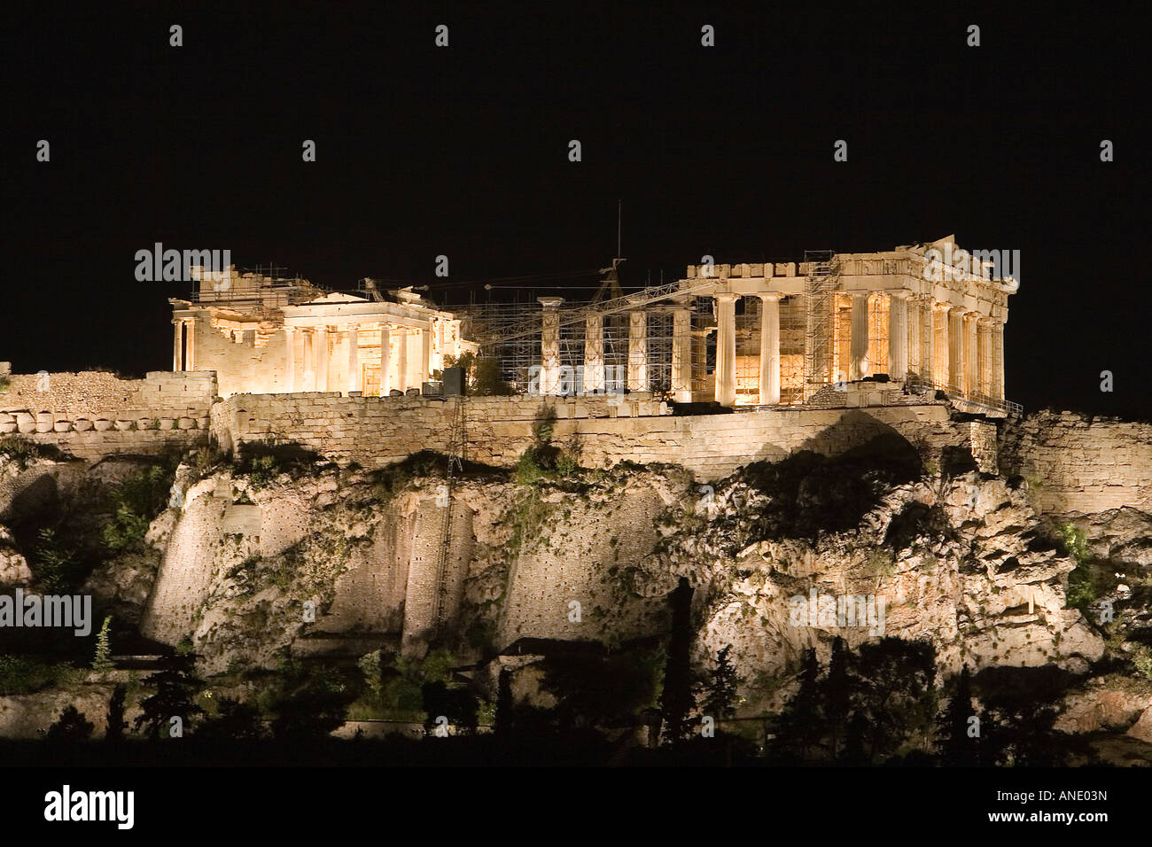 Parthenon shot at night Stock Photo - Alamy