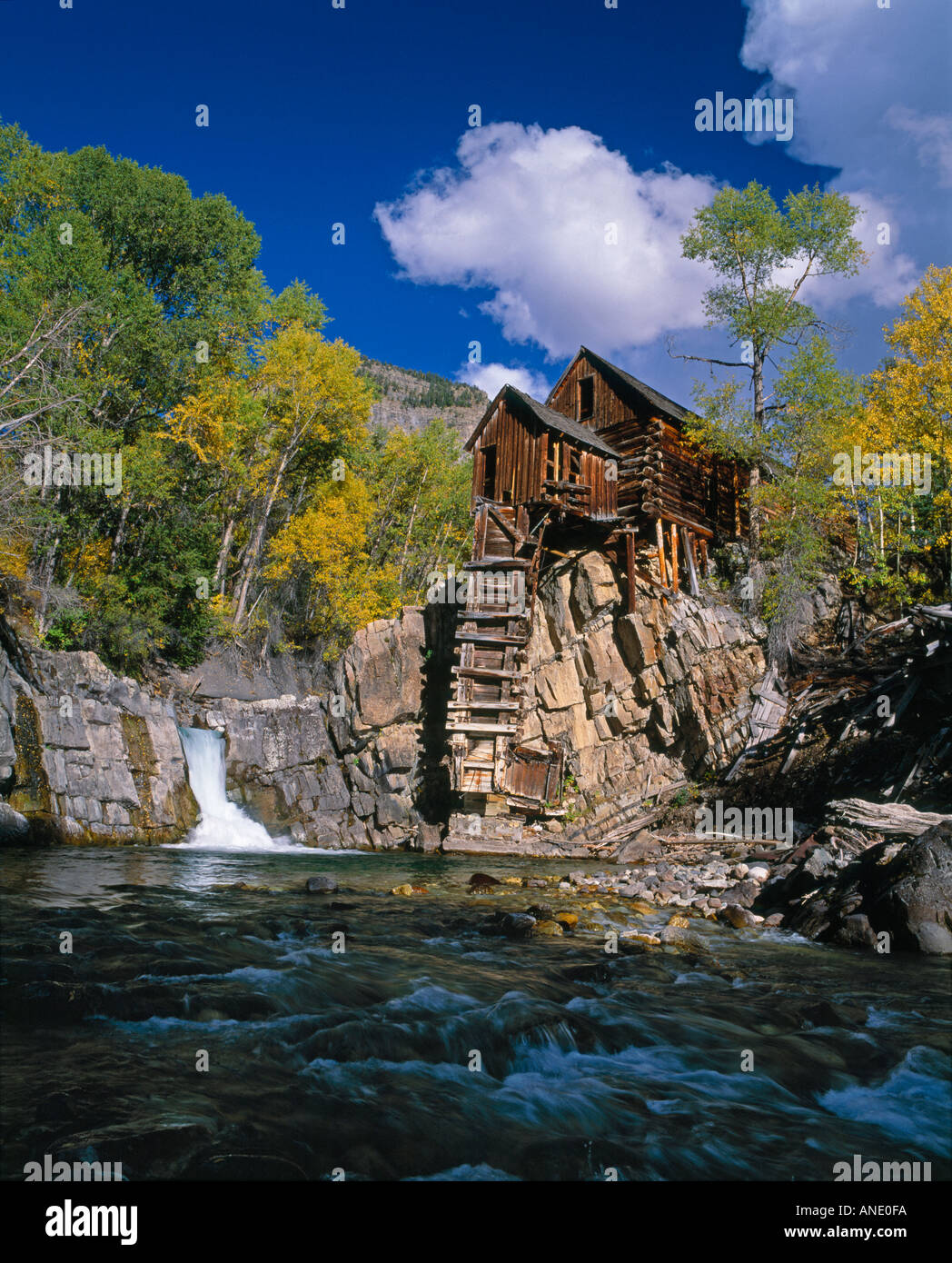 Fall color around the historic powerhouse named Crystal Mill on the ...