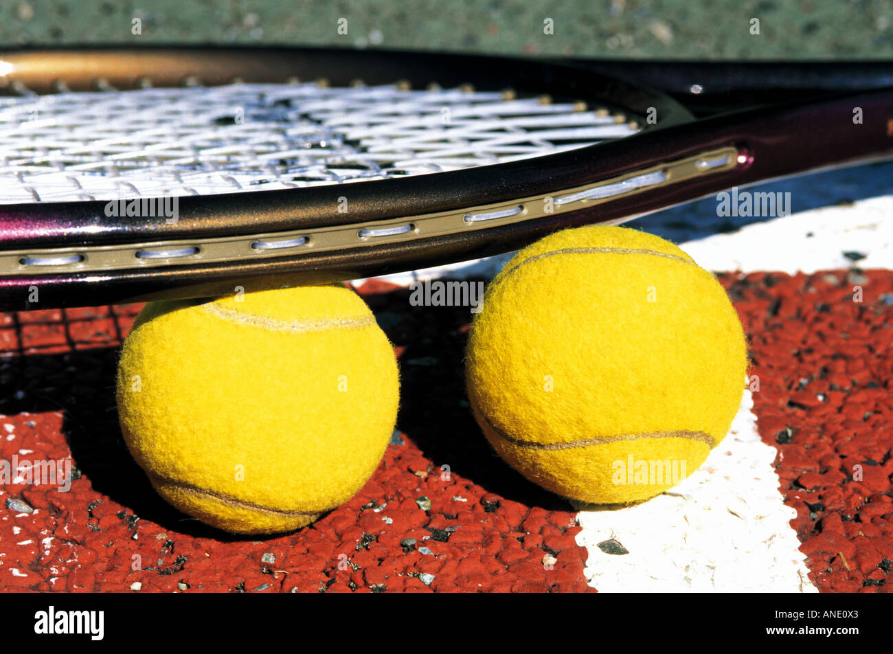 Tennis Balls and Racket Stock Photo - Alamy