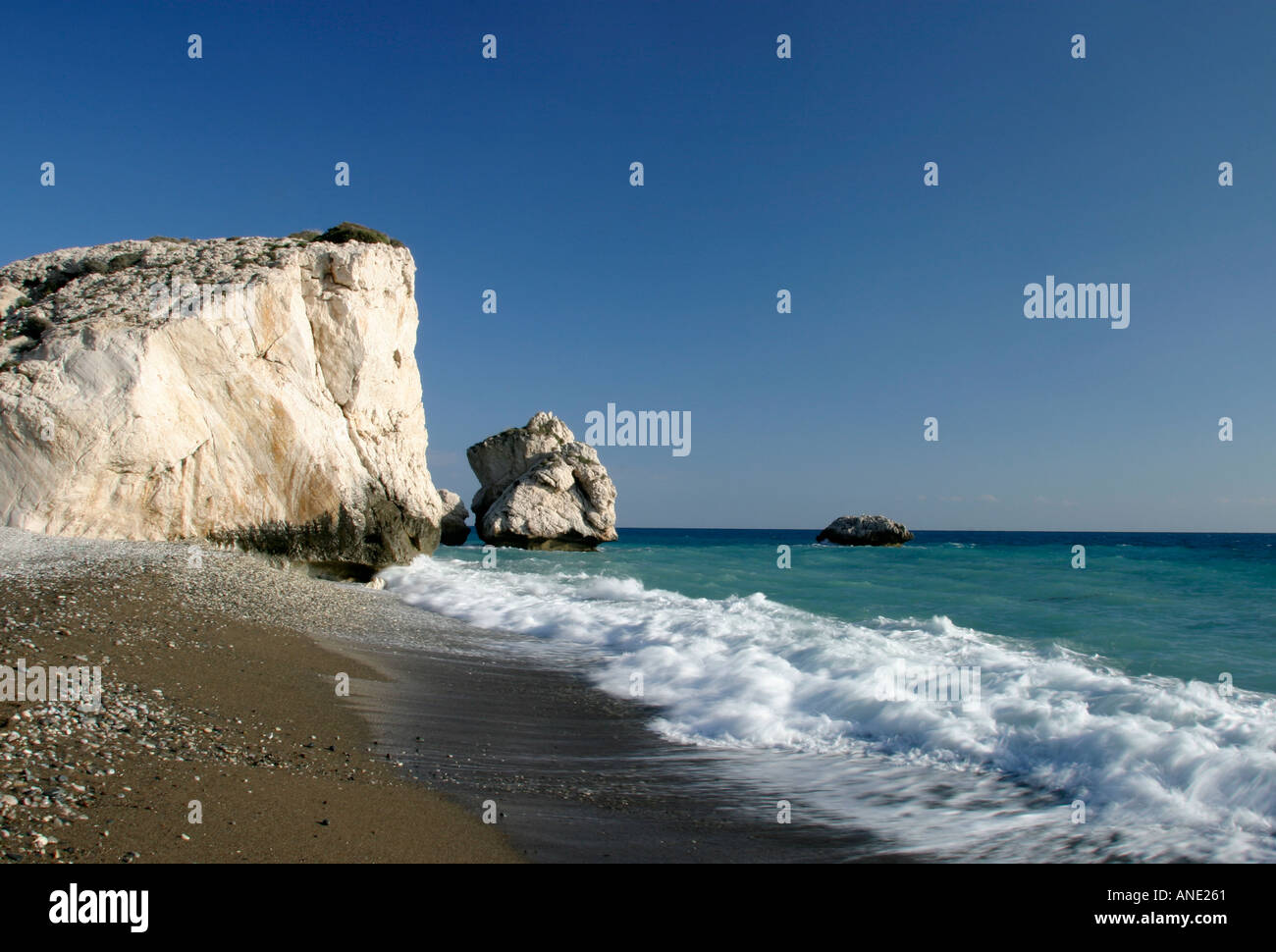 Surf breaking on Aphrodite's beach, Island of Love, Cyprus Stock Photo ...