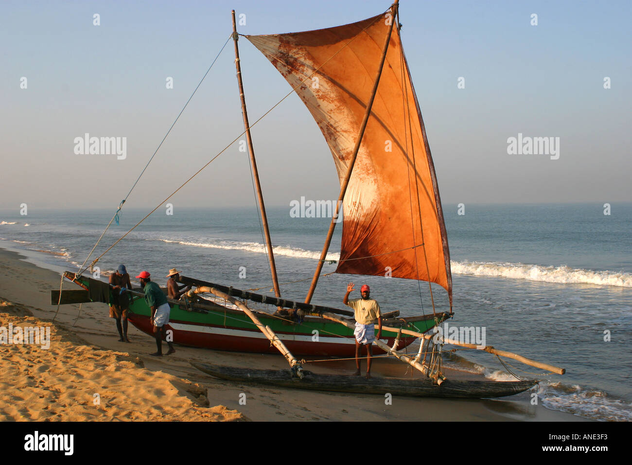 Traditional sailing boat on Negombo beach Sri Lanka Stock Photo - Alamy