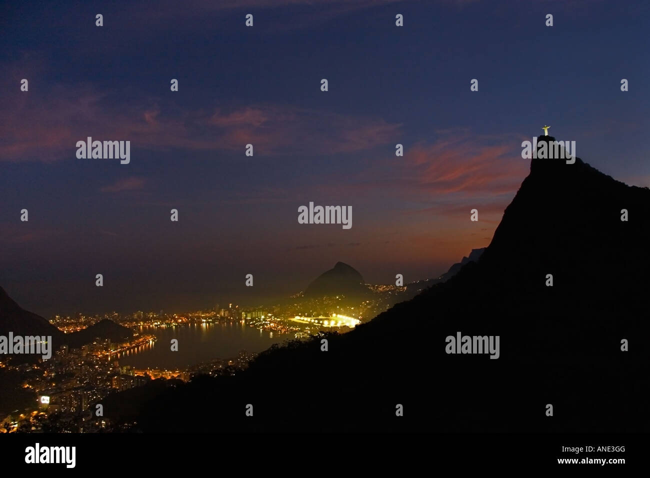 sunset over Corcovado mountain and Christ the Redeemer,Rio de Janeiro ...