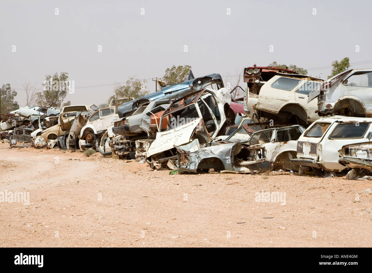 Bir al Ghanam, south of Tripoli, Libya. Wrecked Cars Attest to Libya's ...