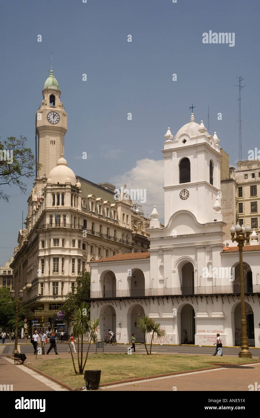 Argentina Buenos Aires Plaza 25 Mayo & colonial town hall Stock Photo ...