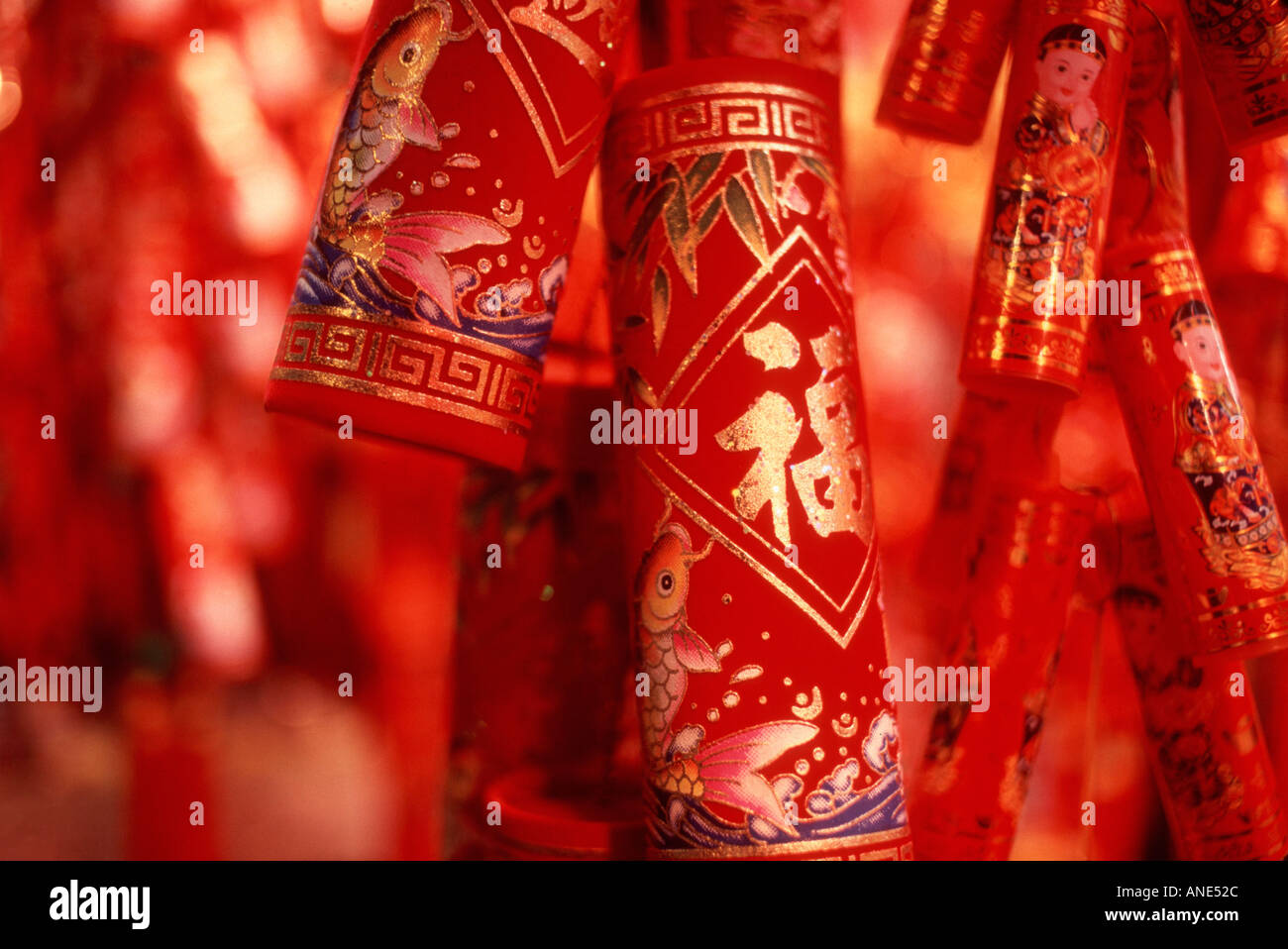Faux Chinese New Year s firecrackers on display at a store in Chinatown ...