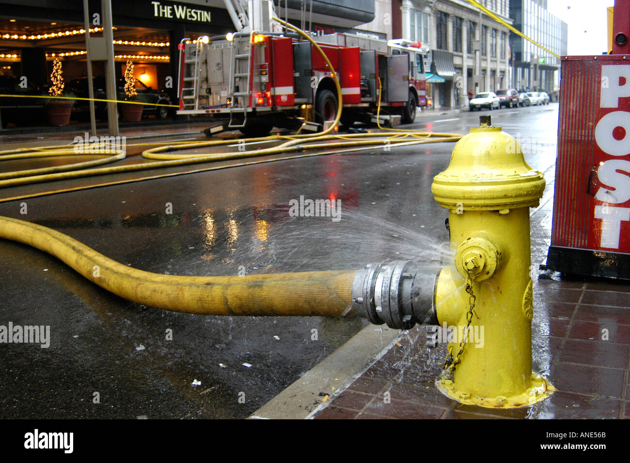 Fire Fighters Fight Flames in Downtown Cincinnati Ohio Stock Photo - Alamy