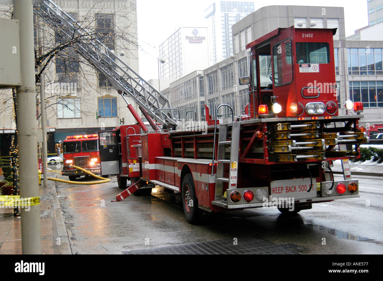 Fire Fighters Fight Flames in Downtown Cincinnati Ohio Stock Photo - Alamy