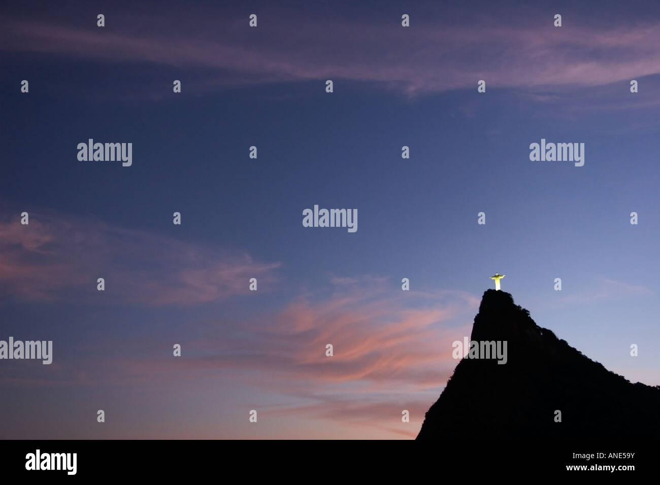 sunset over Corcovado mountain and Christ the Redeemer,Rio de Janeiro ...