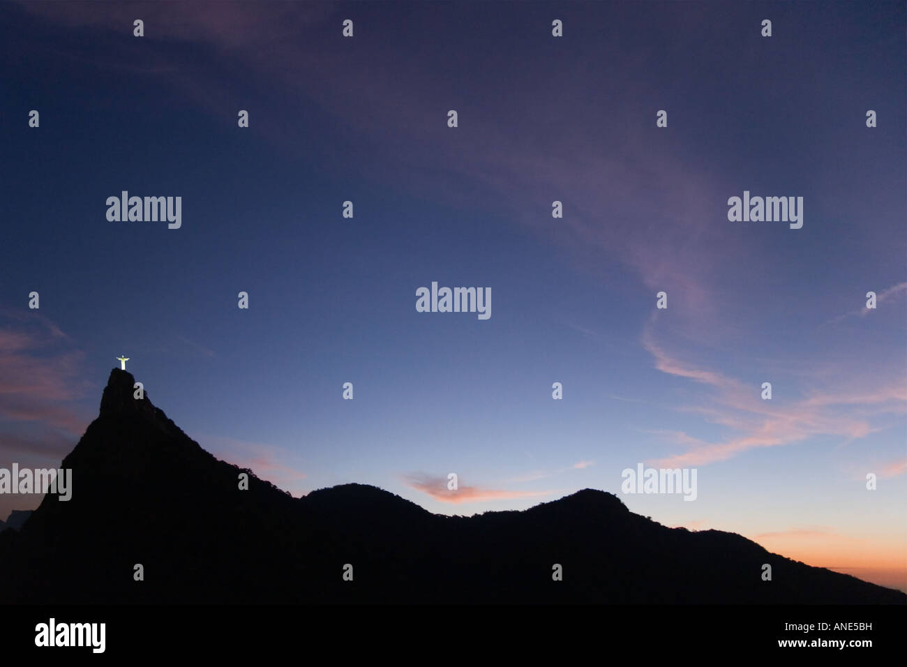 sunset over Corcovado mountain and Christ the Redeemer,Rio de Janeiro ...