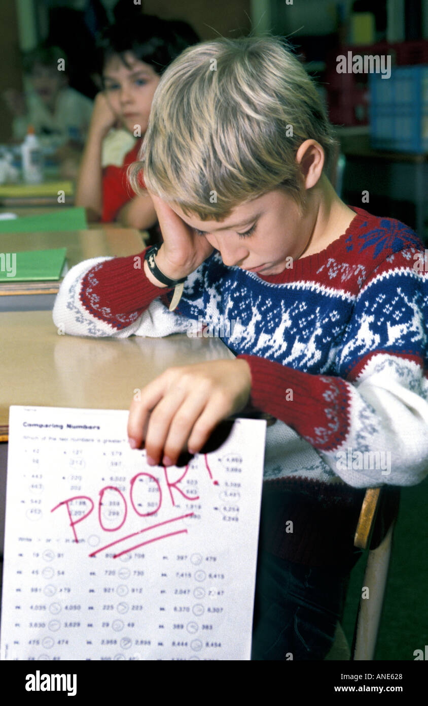 Boy Gets Bad Grade on Test Stock Photo - Alamy