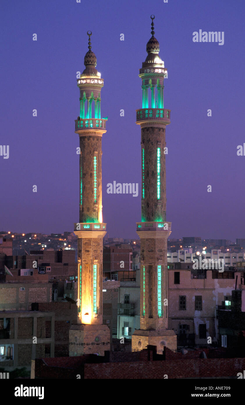 Mosque Minarets by Night, Aswan, Egypt Stock Photo - Alamy