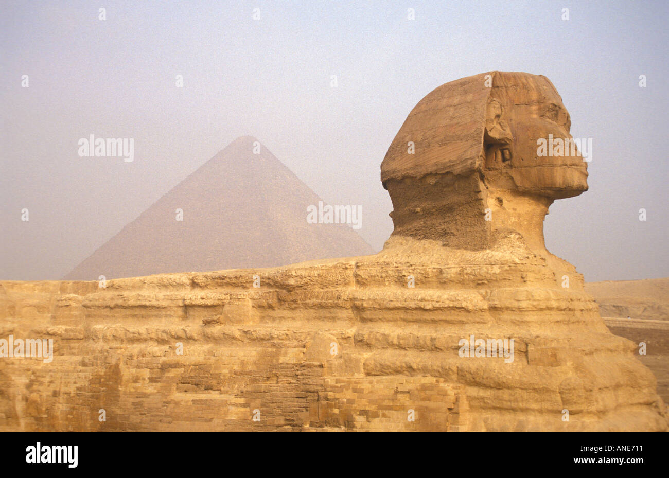 The Sphinx and the Pyramid of Cheops Obscured in Haze of Heavy Air ...